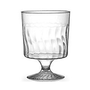 40 Count Disposable Wine Glasses 8 oz Plastic Clear Heavyweight 1-Piece Upscale by Fineline Flairware
