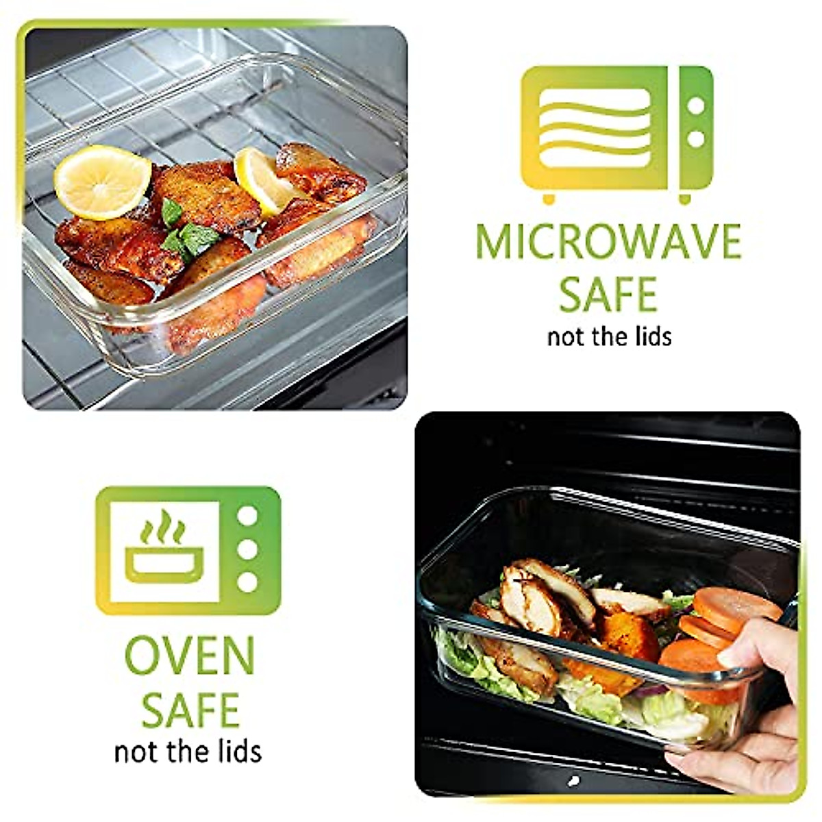 M MCIRCO [5-Packs, 36 Oz.] Glass Meal Prep Containers with Locking Lids Glass Food Containers,Airtight Lunch Container,Microwave, Oven, Freezer and Dishwasher (4.5 Cup, White)