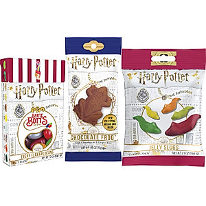 Harry Potter Jelly Gummy Candy Slugs, Bertie Botts Every Flavour Jelly Beans & Chocolate Crispy Frog (Bundle of 3 Items)