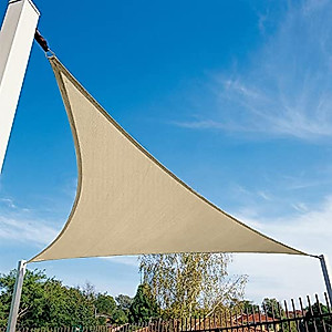 Amagenix Triangle Sun Shade Sails Canopy, Cream Outdoor Shade Canopy 20' X 20' X 20' UV Block Canopy for Outdoor Patio Garden Backyard