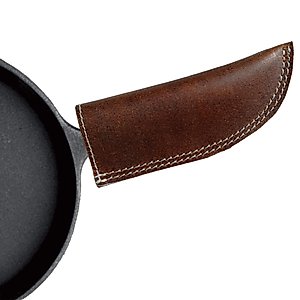 Tuzech Handmade Leather Hot Handle, Panhandle Potholder, Double Layered Stitched, Slides On/Off Easily onto Metal Skillet Grips, Essential Cookware 5.5 X 2 Inches (Brown)