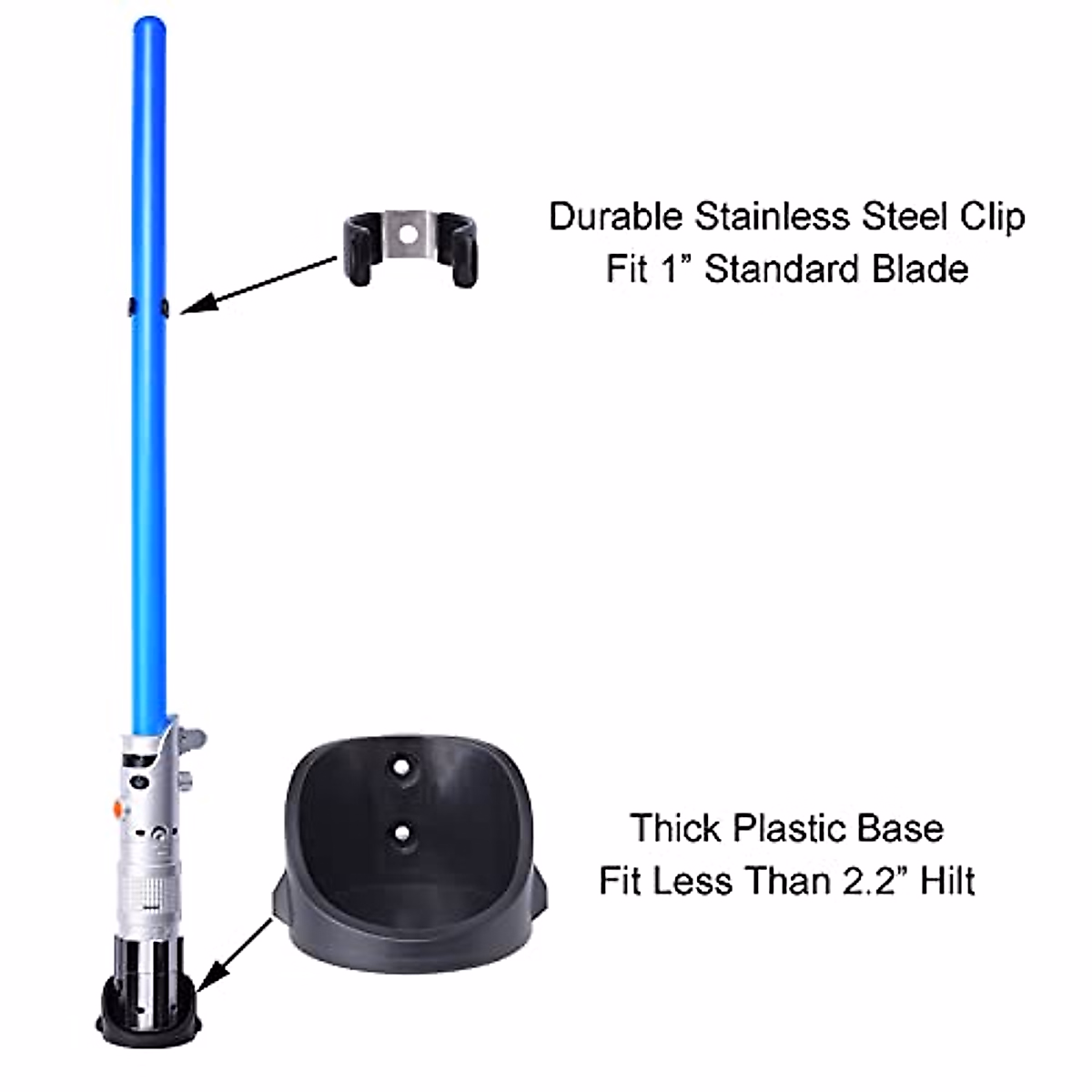 LEKUSHA Lightsaber Wall Mount Display Stand Light Saber Holder Compatible for Any Lightsaber, Black Pack of 2