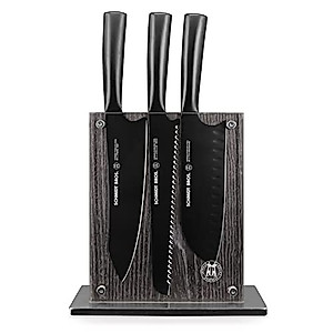 Schmidt Brothers - Jet Black Series 7-Piece Kitchen Knife Set, High-Carbon German Stainless Steel Cutlery, Pure Matte Black Titanium Finish With Clear Acrylic Magnetic Knife Block