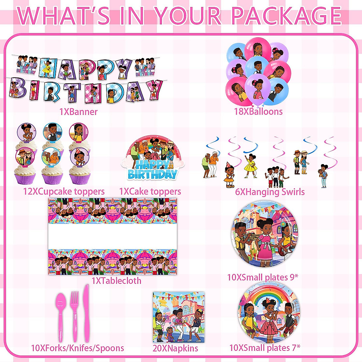 Gracies Corner Party Decorations, Theme Birthday Party Supplies Set Include Banner, Balloons, Cake Toppers and Cupcake Toppers for 1st 2nd Birthday Boy Girls Birthday Party Decor