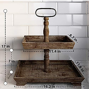 Farmhouse Tiered Tray Stand - Two Tier Tray - Wood Tiered Tray Decor Holder - 2 Tier Tray Stand Farmhouse - Wooden Tiered Stand Farmhouse - Two Tiered Tray Farmhouse - 2 Tiered Tray Farmhouse - Rustic