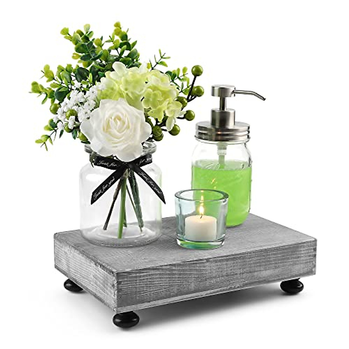 GBtroo Wood Riser for Display – Premium Home Decor for Bathroom – Display Stand with Non-Slip Mat – Eye-Catching Wooden Tray Sink Organizer – Charming in Any Home