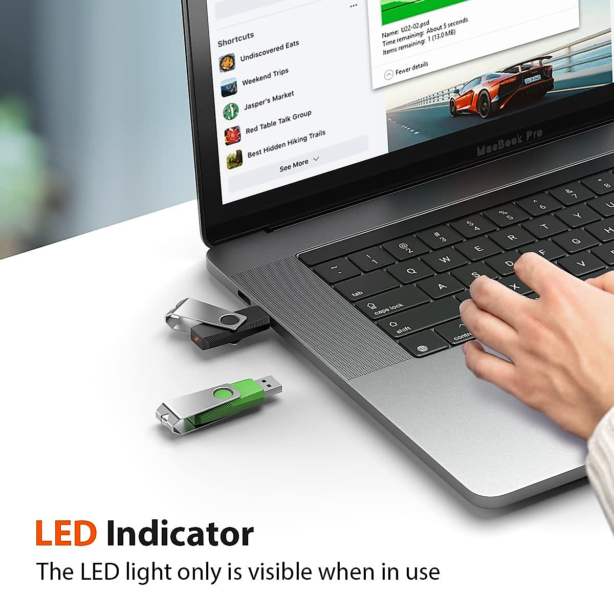 Aiibe 64GB Flash Drive 2 Pack 64GB USB Flash Drive Thumb Drive Zip Drive USB 2.0 Memory Stick USB Drive with Keychain (64G, 2 Colors: Black Green)