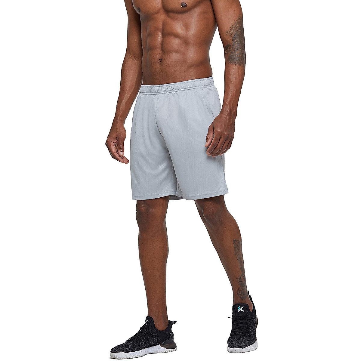 G Gradual Men's 7" Workout Running Shorts Quick Dry Lightweight Gym Shorts with Zip Pockets (2 Pack: Black/Gray Medium)
