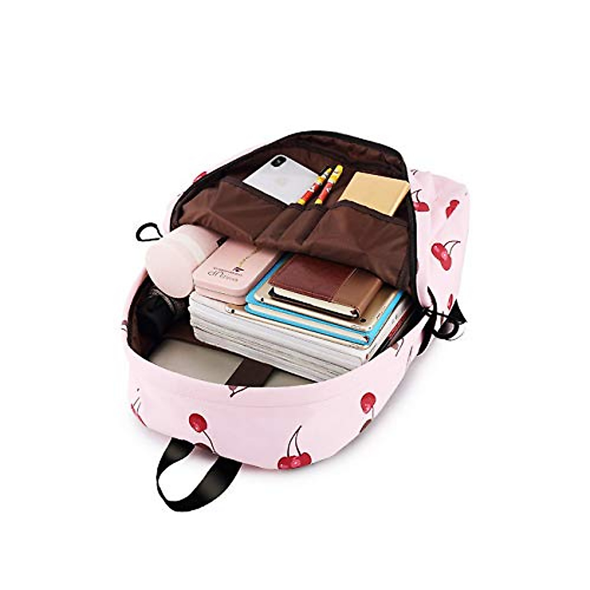 Acmebon Waterproof Stylish School Backpack for Teen Girl Roomy Backpack Purse for Women Cherry