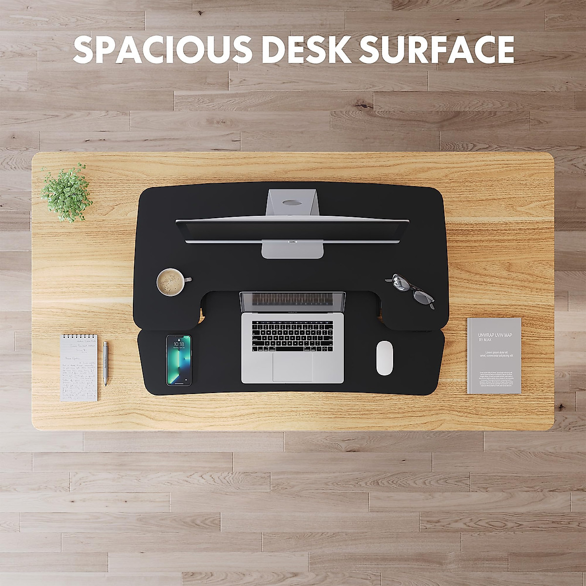 FLEXISPOT Motorized Standing Desk Converter 35" Wide Electric Stand up Desk Riser for Monitor and Laptop,Black Height Adjustable Desk for Home Office