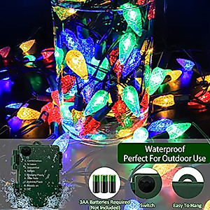 ZOFUNNY 2 Pack C6 Christmas String Light Decor, Total 32.8Ft 100LED Timer 8 Mode Battery Operated Waterproof Xmas Fairy Lights Garden Christmas Tree Decor Home Indoor Outdoor Party, 50LED 16.4Ft Each
