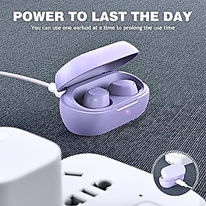 5.2 Bluetooth Headphones for Samsung S22 S23 Ultra iPhone 14 Pro Max, True Wireless Earbuds Stereo Sound Touch Control in-Ear Noise Canceling Earphones Sport Headset for Google Pixel 7 Pro 6 6A Purple