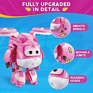 Super Wings 5" Transforming Supercharged Dizzy Airplane Toys, Action Figure Plane to Robot, Suitable for 3 4 5 Years Old Kids, Fun Flying Toy Plane for Preschool Boys and Grls, Birthday Gifts, Pink