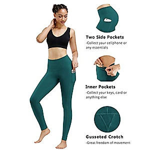 Fengbay 4 Pack High Waist Yoga Pants, Pocket Yoga Pants Tummy Control Workout Leggings 4 Way Stretch Leggings with Pockets