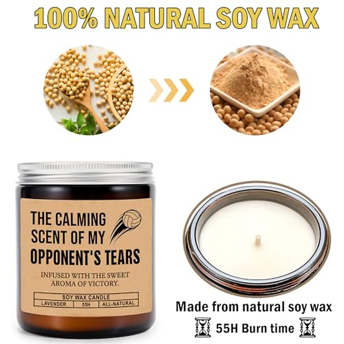 FundingCharlee The Calming Scent of My Opponent's Tears Candle - Funny Volleyball Candle - Candle Gift for Coach- Mom -Dad - Player Senior Volleyball Gift - Lavender Scented Candles - Soy Wax Candle