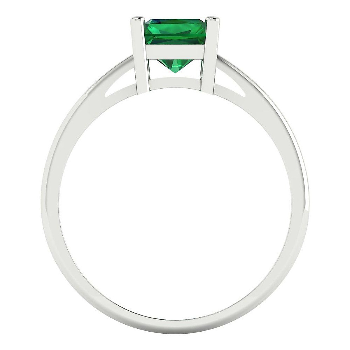 Clara Pucci 2.0 ct Emerald Cut Solitaire VVS1 Green Emerald Wedding Bridal Designer Anniversary Engagement Ring 14k White Gold 5.25