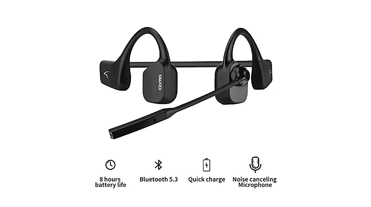 MAIRDI Bone Conduction Headphones | AI Mic & Open Ear