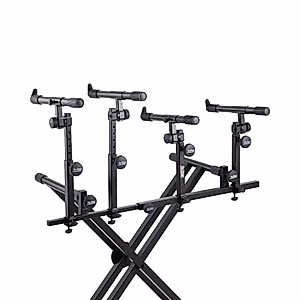 On-Stage KSA8500 Deluxe Keyboard Tier (for Stacking Keyboards, Electric Pianos, Synths, and Organs on X-Style Stands, 66 lb Capacity, Adjustable Length, Arm Depth, Height, and Tilt, Metal, Black)