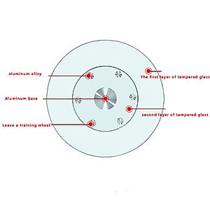 KVIVI Tempered Glass Lazy Susan Turntable,Transparent Tempered Glass Round Turntable, Tabletop Rotating Serving Tray， Large Tabletop Rotating Serving Tray 36 * 36in A
