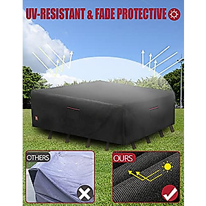 5-6 Pieces Patio Furniture Sets Covers Waterproof Outdoor,4 Seater Wicker Rattan Sectional Sofa Cover,All Weather Fadeless Patio Conversation Set Cover,4 Buckles Straps,Storage Bag,84Lx58Wx25H Inch