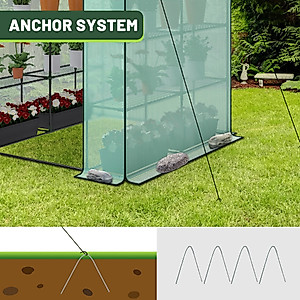 Nova Microdermabrasion Walk-in Greenhouse for Outdoors, 57 x 57 x 77 inch, Portable PE Cover Greenhouse with Anchors and Ropes Indoor Outdoor-3 Tier 8 Wired Shelves Plant Gardening Hot House