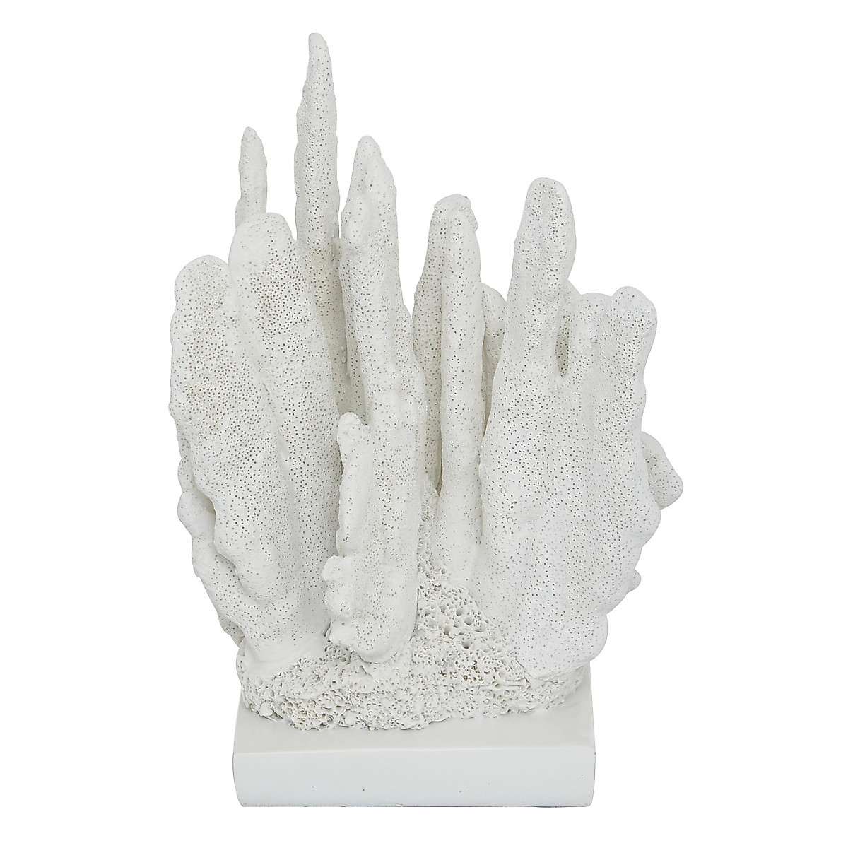Deco 79 Polystone Coral Decorative Sculpture Home Decor Statue, Accent Figurine 7" x 6" x 10", White