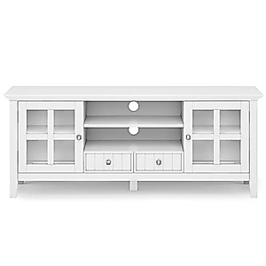 SIMPLIHOME Acadian SOLID WOOD 60 Inch Wide Rustic TV Media Stand in White for TVs up to 65 Inches, For the Living Room and Entertainment Center
