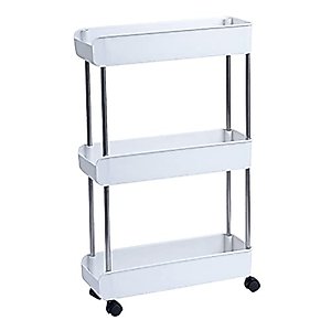 GRETD Kitchen Trolley 3/4 Tier Bedroom Snacks Cart Bathroom Storage Rack with Wheels Househlod Standing Shelf (Color : B, Size : 1pcs)