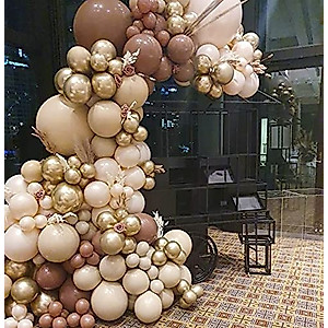 204pcs 10inch /5inch/ 18inch Skin and Coffee Latex Balloon for Birthday Party Decoration Baby Shower Wedding Ceremony Balloon Anniversary Decorations Arch Balloon Tower (coffee)