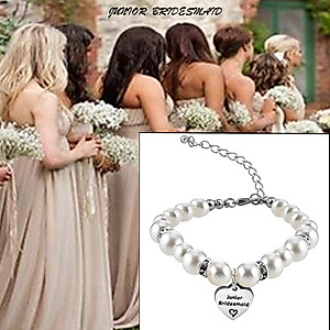 Zuo Bao Bridesmaid Jewelry Gift Crystal Pearl Bracelet for Chief/Junior Bridesmaids (Junior Bridesmaid)