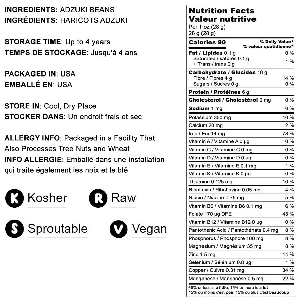 Food to Live - Adzuki Sprouting Beans, 5 Pounds Whole Raw Dried Azuki Beans (Red Mung Beans), Vegan, Kosher, Bulk. Rich in Minerals, Dietary Fiber, and Protein