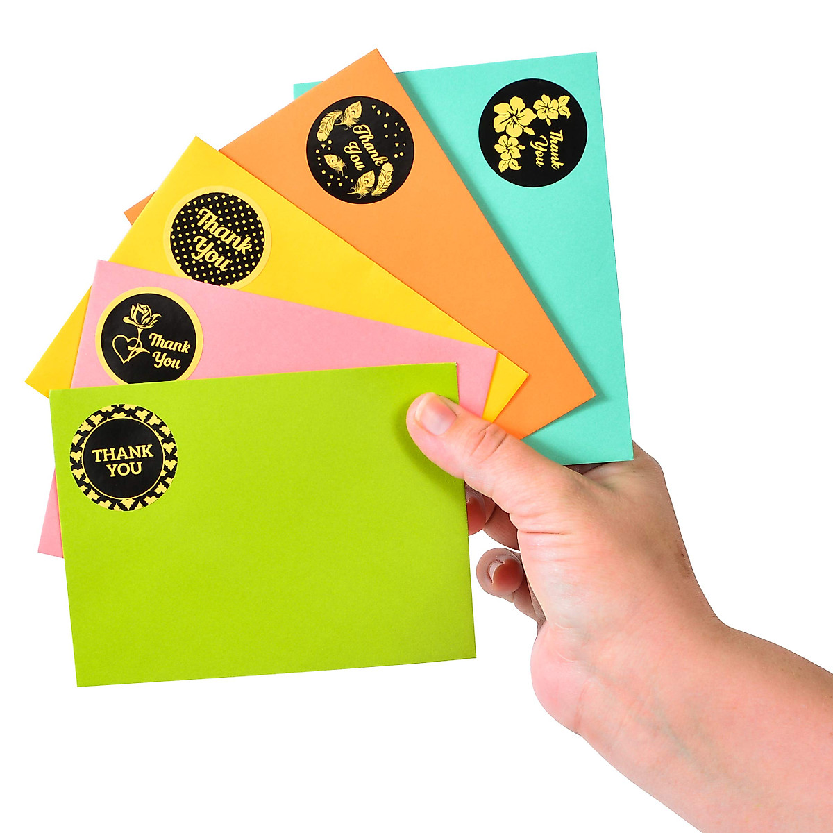 Assorted Gold Thank You Stickers roll 1.5 inch | 1000 Adhesive Thank You Labels per Roll | 5 Unique Designs | Perfect for Graduation,Shipping Envelopes, Business, Birthday & Wedding by AKSHAYA