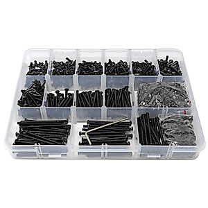 iexcell 1500 Pcs M3 x 6/8/10/12/14/16/20/25/30/35/40/45/50 Alloy Steel 10.9 Grade Hex Socket Button Head Cap Screws Bolts Nuts Washers Assortment Kit, Black Oxide Finish