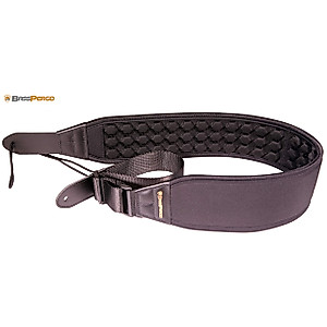 Bass Pergo AirCell Guitar Strap for Electric Guitar, Bass & Acoustic with 3.5" Wide Neoprene Pad w/ 4 Straps Locks, Adjustable Length from 47" to 55.", Black – Soft & Durable