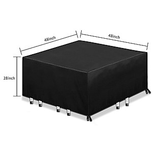 KANSING Upgraded Patio Furniture Covers, Tough Oxford Square Outdoor Furniture Cover for Square Patio Table and Chair, Waterproof & Tear-Resistant, 48x48x28 Inch