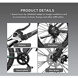 aostirmotor Electric Bike 500W 36V 13Ah Ebike, 26x4.0 inch Fat Tire Ebike, Electric Mountain Bike，Electric Bike for Adults