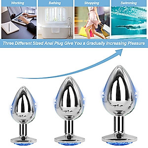 Metal Suction Cup Realistic Classic Jewelry Crystal Diamond Beginner Plug Double Headed Solid Stainless Steel in Diamonds (Blue) Suitable for Men and Women - hPKhx25-7