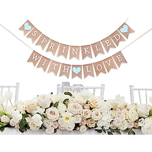 Sprinkled with Love Banner - Rustic Burlap Baby Shower Banner, Sprinkled with Love Baby Shower Decorations, Baby Birthday Banner, Party Photo Backdrop, Photo Decoration Props