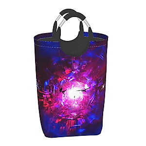 Sensedy 50L Rectangular Laundry Basket, Cyberpunk Fantasy Steampunk Prints Waterproof Foldable Laundry Hamper with Aluminum Handles, Clothes Storage Bag for Travel Home Office Dorm