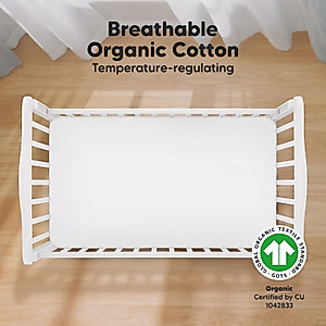 KeaBabies 2-Pack Organic Crib Sheets for Boys, Girls - Fitted Crib Mattress Sheet Neutral, Breathable Jersey Cotton Cover for Baby Bed, Toddler Mattress, Soft & Cute Prints (Soft White)