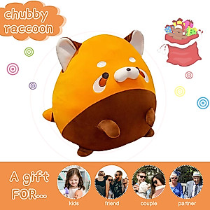 Raccoon Plushies Cuddly Raccoon Plush Pillow Chubby Raccoon Stuffed Animal Creative Gift (Orange,High 28cm/11in)