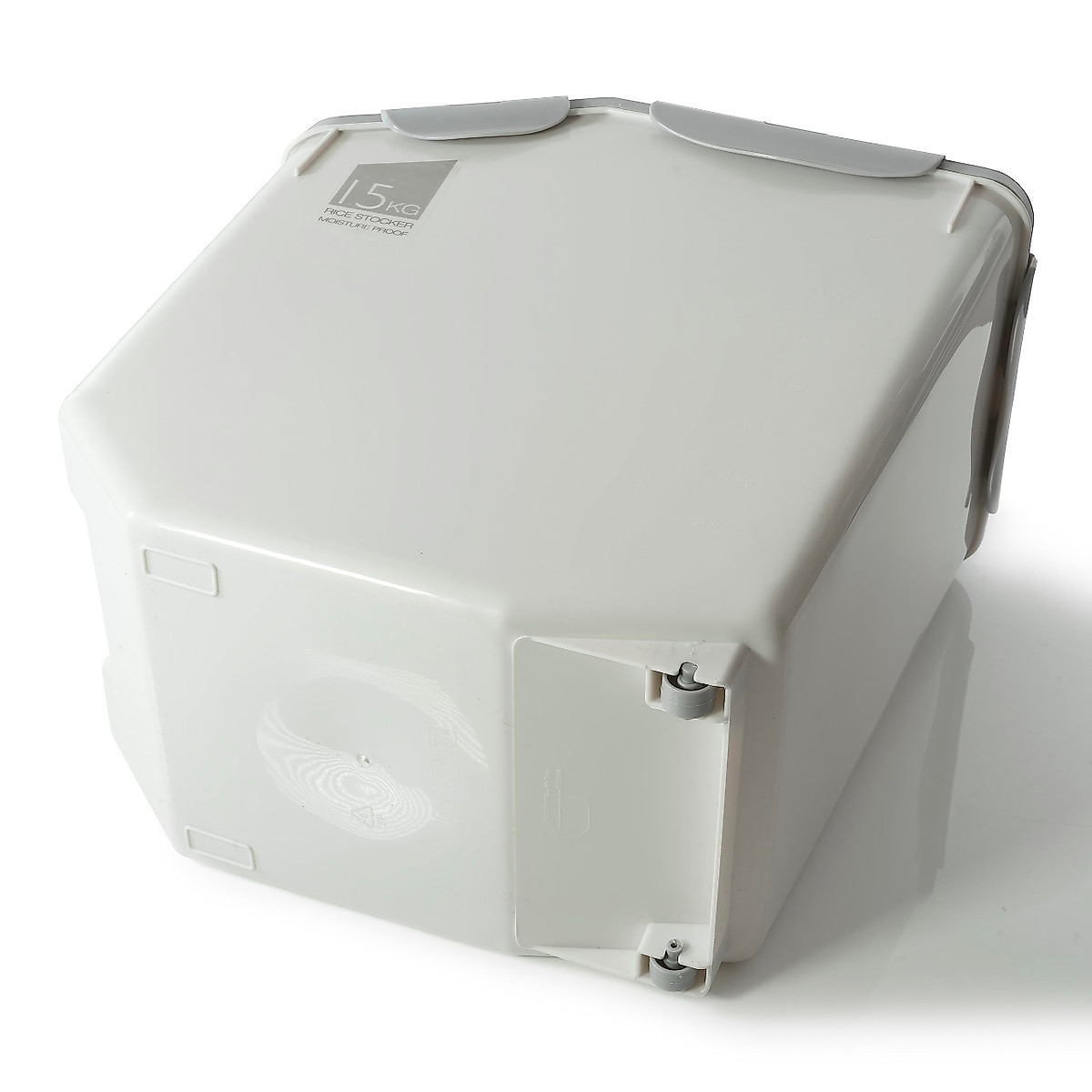 Rice Storage Container With Wheels (2 pack) - 30 lbs 15 L Rice Storage Bin - Grain Dispenser With Airtight Lid - Cereal Flour Dog and Pet Food Bins - Includes 2 Measuring Cups and 2 Rice Paddles