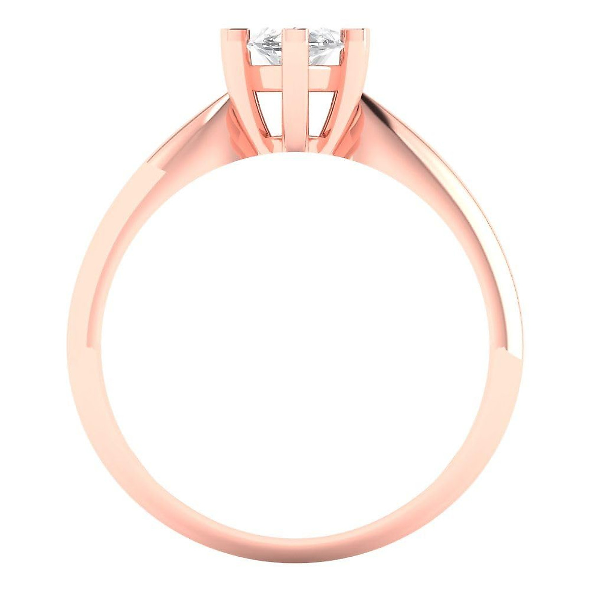 1 Ct Brilliant Marquise Cut Clear Simulated Diamond 14K Rose Gold Solitaire Engagement Promise Bridal Ring Size 11