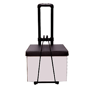 KINJOEK 25kg 55lbs Folding Hand Truck, Solid Construction Utility Cart for Luggage with 2 Oversized Wheels Bonus Bungee Cord, Collapsible, Lightweight and Compact Luggage Dolly Cart for Travel, Black