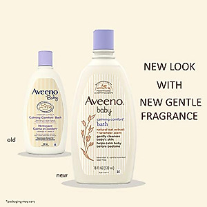 Aveeno Baby Calming Comfort Bath & Wash with Relaxing Lavender & Vanilla Scents & Natural Oat Extract, Hypoallergenic & Tear-Free Formula, Paraben-, Phthalate- & Soap-Free, 8 fl. Oz