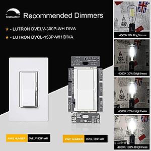 CRLight 4W Candelabra LED Edison Bulb 45W Equivalent 4000K Daylight White 450LM Dimmable, E12 Antique ST48 / ST14 Clear Glass LED Light Bulbs, Pack of 6