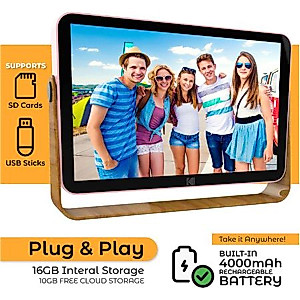 Kodak 10-Inch Touch Screen Rechargeable Wi-Fi Digital Picture Frame (Rose Gold)