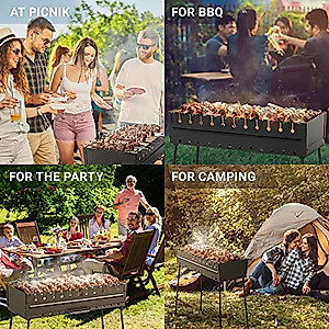 Charcoal Grill for 12 Skewers - Portable Barbecue 20.87"L x 12.60"W x 20.87"H Camp Grills - Mangal schaschlik - Foldable Metal Mangal - Kebab Shish - BBQ for EDC Picnic Outdoor Cooking Camping Hiking…