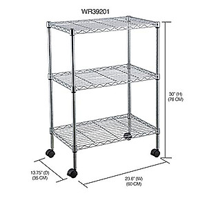 Home Basics Steel Wire Shelf | Heavy Duty | Open Design | Easy To Assemble | (Chrome, 3 Tier | 23.62" x 13.77" x 31.88")