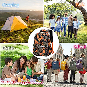 Yvechus Camo Backpack Set with Lunch Bag Lightweight Waterproof School Backpack Bookbag for Boys Girls (B-Style Camo Orange)